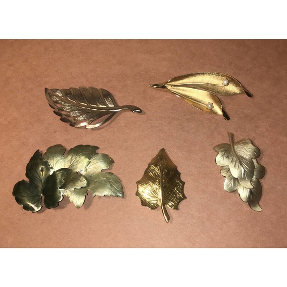 Coro | Jewelry | Autumn Leaves Leaf Brooch Lot Of 5 Wonderful Fall ...